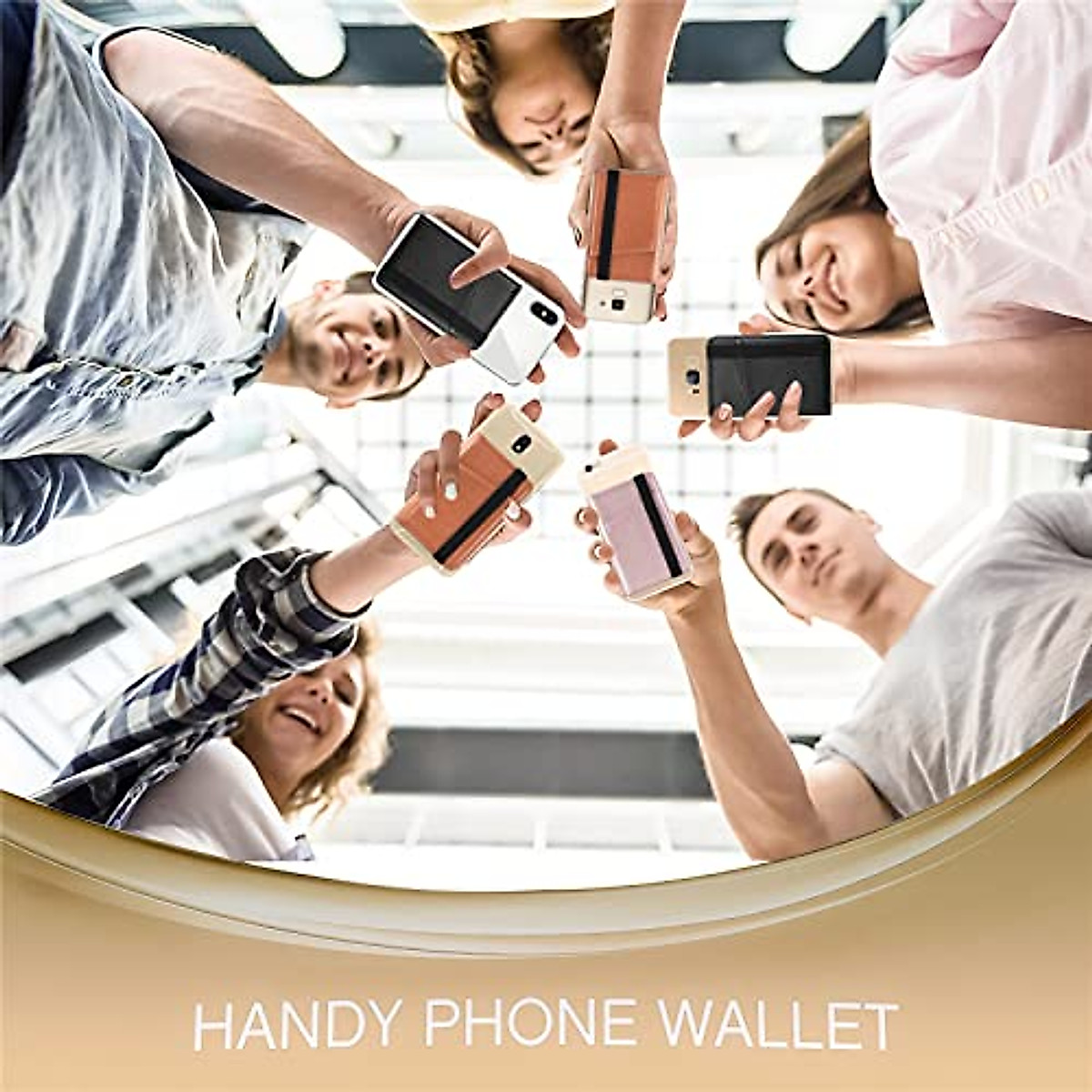 TopFunny Wallet Stick on Phone Case, Credit Card Holder for Back of Phone Cases Flip Leather Wallet Sleeve Pouch Compatible with iPhone, Samsung Galaxy Android Most Smartphones Black