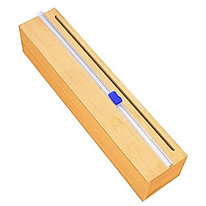 Sizet SIZET Bamboo Wood Plastic Wrap Dispenser with Cutter, Foil and Wax Paper Organizer Dispenser Drawer Compatible Brown 1 box 1 slots 1 box 1 slots 1 box 1 slots