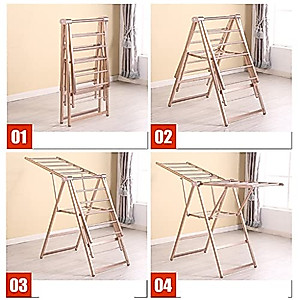 CZDYUF Aluminum Alloy Clothes Drying Hanger Floor Folding Clothes Rack Indoor Balcony Home Baby Clothes Drying Quilt Hanger (Color : Pink, Size : 110 * 47 * 11cm)