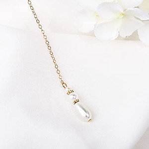 Ursumy Back Necklace Pearl Backdrop Necklace Sexy Body Chain Bridal Back Chain Jewelry for Women(Gold)