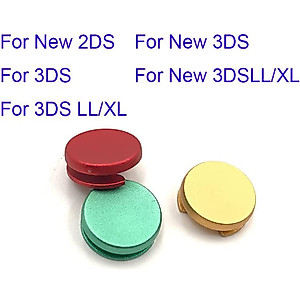 Tekmihat Metal Button 3D Analog Controller Stick Joystick Cover Buttons for New 2DS 3DS LL XL New 3DS New 3DS XL LL (Green)