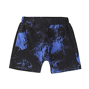 Baby Boys Clothes Tie Dye Summer Outfits Infant Toddler Boy Short Sleeve T-Shirt Top + Short Pants 2Pcs(Dark Blue, 3-4T)