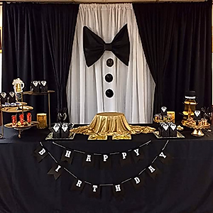 MoKoHouse 10ft x 8ft Black Backdrop for Parties Black Backdrop Drape for Birthday Wedding 2 Panels 5ft x 8ft