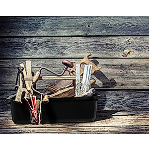 4-Pack Commercial Bus Tubs 8 Litre, Black Plastic Bus Box/Tote, Bus Wash Dish Basin Pans