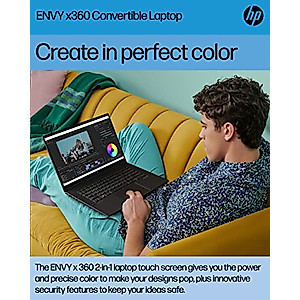 HP ENVY x360 Convertible-Laptop, AMD Ryzen 5 5625U, 8 GB-RAM, 512 GB SSD, 15.6' FHD Touchscreen, Windows 11 Home, HP Fast Charge, Camera-Cover, Mute Button & Fingerprint Reader (15-eu1010nr, 2022)