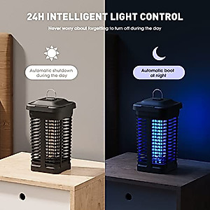 Bug Zapper for Outdoor and Indoor, High Powered 4200V Auto on/Off Electric Mosquito Zappers Killer, IPX4 Waterproof Fly Trap Outdoor, 18W Electronic Light Bulb Lamp for Home Backyard Patio