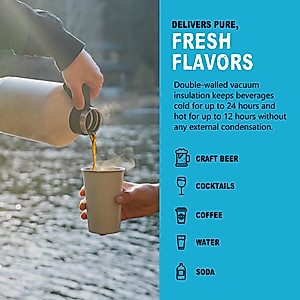 DrinkTanks - Session Growler, Passivated Stainless Steel Growlers for Beer, Leakproof and Vacuum Insulated Beverage Tumbler, Soda, Wine, or Coffee Tumbler with Handle, 64 Oz, Glacier