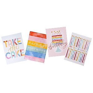 Graphique Birthday Assorted Cards | Pack of 20 Blank Cards with Envelopes | Family and Friends | 4 Assorted Designs with Holographic Foil Accents | Boxed Set for Personalized Notes | 4.25" x 6"