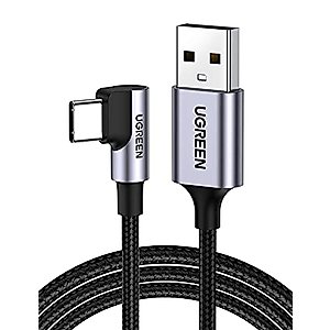 UGREEN USB C Cable Right Angle 90 Degree Fast Charging Cable USB A to Type C Cable Compatible with Galaxy S10/ S10+/ Note 20, LG V50/V60, iPad Mini 6 Air 5, GoPro Hero 8, etc.3.3FT