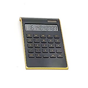 Solar Gold Calculator Standard Function Desktop Calculator LCD 10-Digit Desktop Calculator for Office, Home, (Black)
