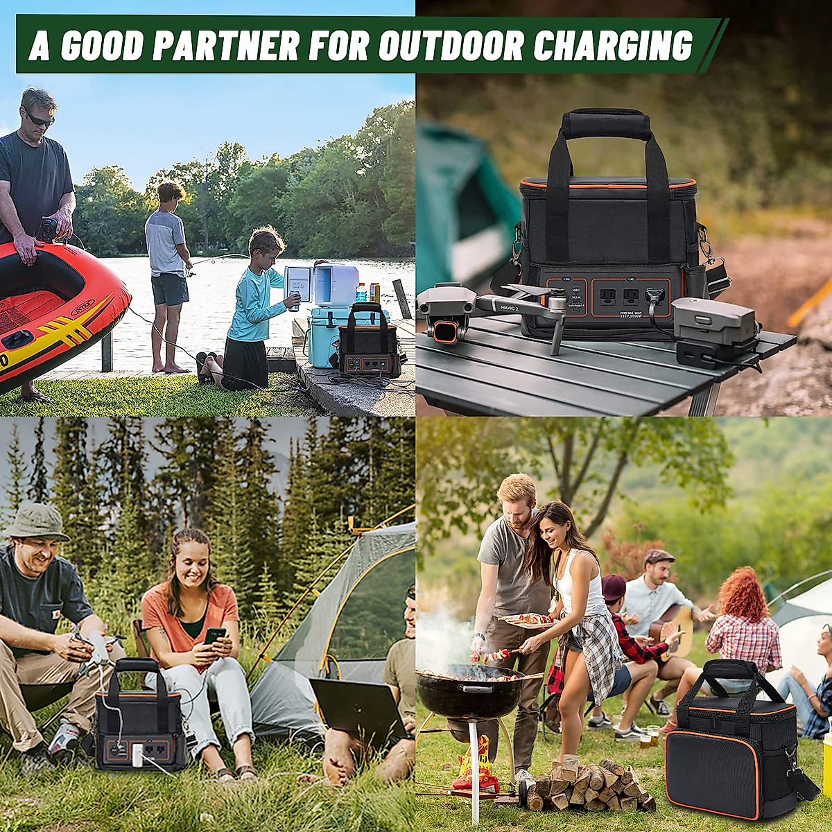 ROVOZAR Carrying Bag for Jackery Portable Power Station Explorer 1000 Storage Pockets Battery Case Travel Power Pack, Large(Fits 1000W)