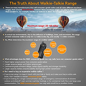 Retevis RB85 Walkie Talkies for Adults Long Range, High Power 2 Way Radio with Earpiece, Rechargeable Two Way Radios, AI Noise Cancelling, for Security, Hotel(2 Pack)