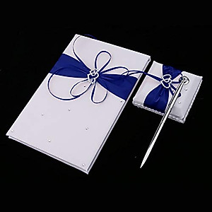 KODORIA Wedding Guest Book with Matching Pen Holder and Pen Signature Book with Pen for Wedding Reception - Blue