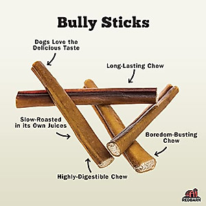 Redbarn Bully Sticks for Dogs - All Natural, Healthy Single Ingredient & Long-Lasting Dog Chew Treat Beef Rawhide Alternative 5-8'' Variety Pack Small and Large