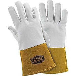 IRONCAT 6141 Kidskin TIG Welding Gloves – Medium, Kevlar Thread Welding Gloves with 4 in. Gold Cuff, Straight Thumb, Natural
