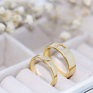 SHAREMORE Matching Rings for Couples Personalized Heart Promise Ring 925 Sterling Silver Couple Rings Customized Engagement Wedding Band Sets for Him and Her 925 Sterling Silver