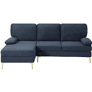 ATY 80" L Shape Sectional Sofa with Chaise, Modern 3-Seater Corner Couch for Small Space, Easy Assemble, Navy Blue