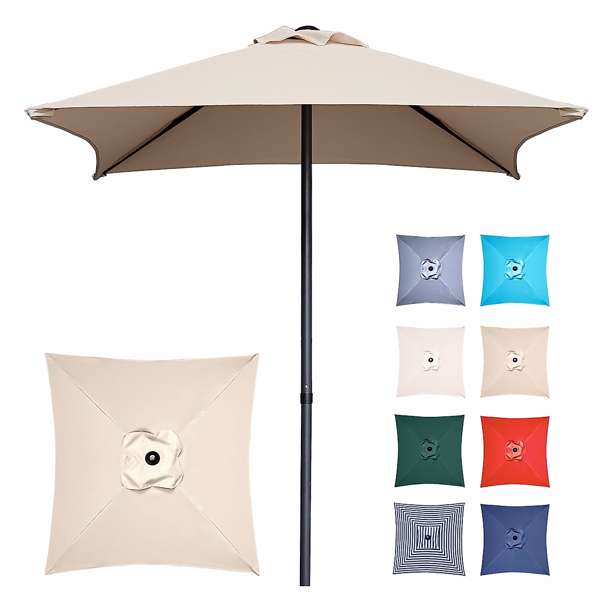 Trenovo 4.9 ft Patio Umbrella - Outdoor Table Umbrella with 4 Reinforced Ribs, UV Protection & Waterproof Market Umbrella for Garden, Lawn, Deck, Backyard, Pool (Tan)