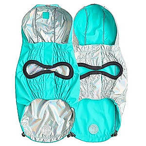 GF Pet Neon Yellow with Tie Dye Reversible Dog Raincoat, 3X-Large