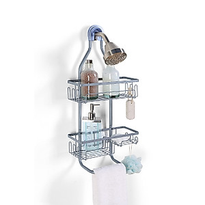 SunnyPoint Sturdy Tubing Structure Bathroom Hanging Shower Head Caddy Organizer (Standard, Grey)