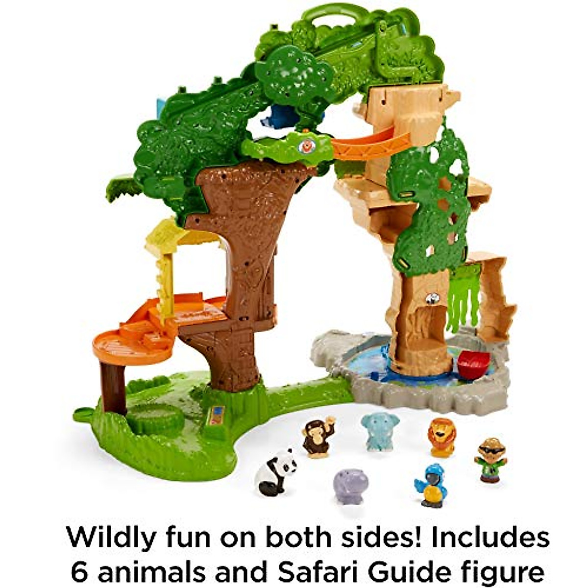 Fisher-Price Little People Toddler Playset Share & Care Safari 2-Ft Tall Toy with Lights Sounds & 7 Figures for Ages 1+ years