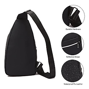LaliBuBB Waterproof Sling Bag for Men and Women, Crossbody Bag with Headphone Hole, One Shoulder Chest Backpack for Traveling, Hiking, Camping (Black)