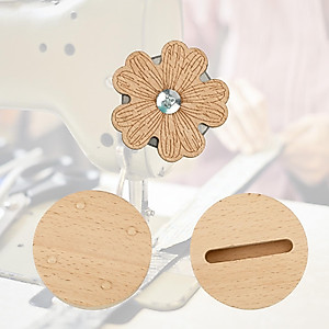 2pcs Daisy Thread Snip Cutters, Tabletop Blade Saver Yarn Cutter with Anti-Slip Stand Wooden Rotary Thread Cutting Tool Sewing Seam Supplies Quilting Notions