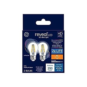 GE Reveal 40-Watt EQ A15 Color-Enhancing Dimmable LED Light Bulb (2-Pack)