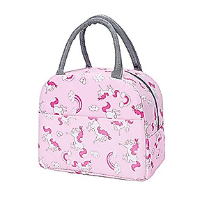 WishLotus Insulated Lunch Bag, Oxford Cloth Lunch Box Water-Resistant Tote Bag Leak-Proof Thermal Lunch Organizer for Men Women Girls Children Outdoor Picnic School Work (Horse)