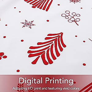 CAROMIO Christmas Shower Curtain, Floral Shower Curtains for Bathroom, Christmas Decorations Fabric Curtains, Water Resistant, Machine Washable (White, 72x72 Inches)