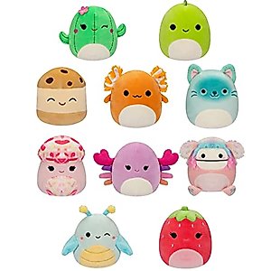 Squishmallows 5-Inch 10-Pack Plush - Diane Bigfoot, Giles Grasshopper, Maritza Cactus, Nico Axolotl, Rachel Mushroom, and More - Ultrasoft Official Kelly Toy Plush - Amazon Exclusive
