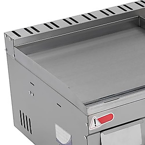 CRYBY Gas Griddle, 6L/1.59Gal Stainless Steel Griddle & Deep Fryer Combo Gas Deep Fryer Gas Grill Griddle with Oil Draining Basket, Lid & 3 Spice Boxes, Commercial Griddle with Fryer for RV, Camping