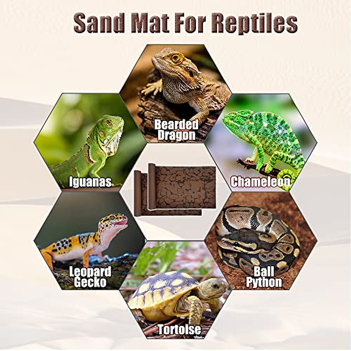 Tfwadmx Reptile Carpet Sand Mat for Bearded Dragon Terrarium Substrate Liner Brown Reversible Lizard Bedding Mats for Cage Leopard Gecko Tortoise Turtle Snake Chameleon with Tweezer 20"x 39"(2 Pcs)
