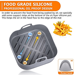Air Fryer Silicone Pots, Silicone Air Fryer Basket with Heat-proof Gloves, Non Stick Food Safe Air Fryer Oven Accessories, Square Reusable Waterproof Oil-proof Food Grade Easy to Clean