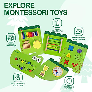 Monläurd® Crocodile Montessori Busy Board,Sensory Board,Educational Toys,Activity Cube,Wall Toys,Daycare Furniture,Playroom Furniture,Interactive Toys,Wooden Toys,Learning Toys,Boys and Girls 6 M+
