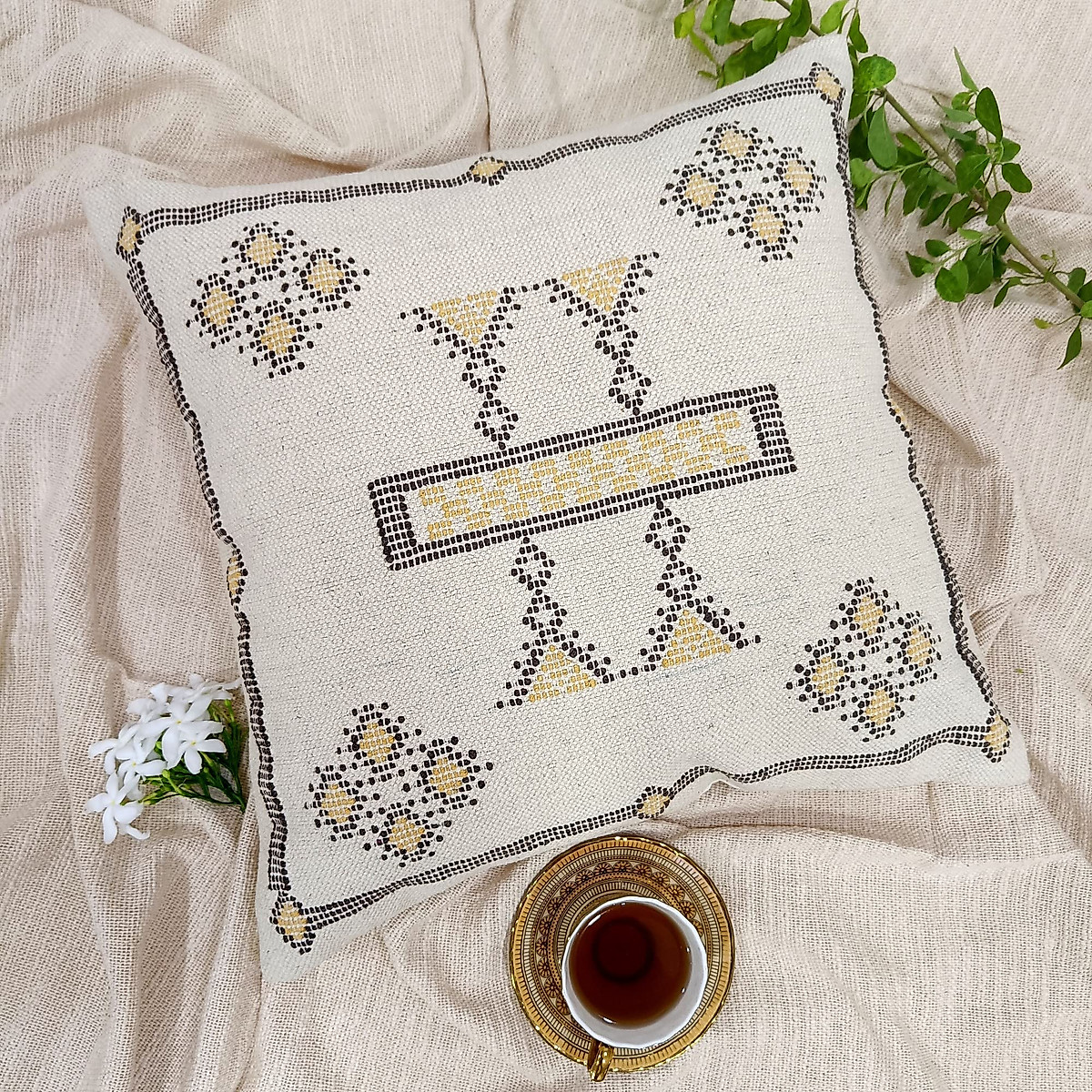 Trade Star Sabra Kilim Pillow Cover Luxurious Farmhouse Cushion Case 100% Thick Cotton Sofa Pillow Cover for Living Room Décor Handwoven Beautiful Cushion Cover