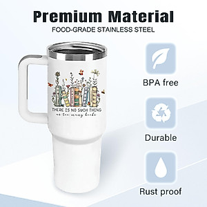 HYMONA Book Lover Gifts for Women - 40 Oz Book Lovers Coffee Tumbler with Handle - Book Cups, Birthday Gifts for Book Lovers Women/Readers Gifts, Librarian/Bookish/Book Club/Bookworm/Reading Gift