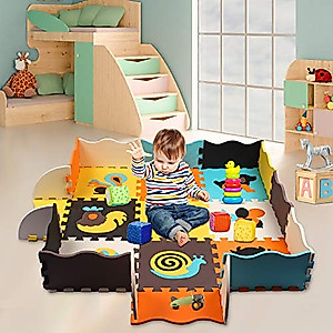 StillCool Baby Play Mat with Fence 0.39 inch Thick Interlocking Foam Floor Tiles Kids Puzzle Mat Baby Crawling Mat