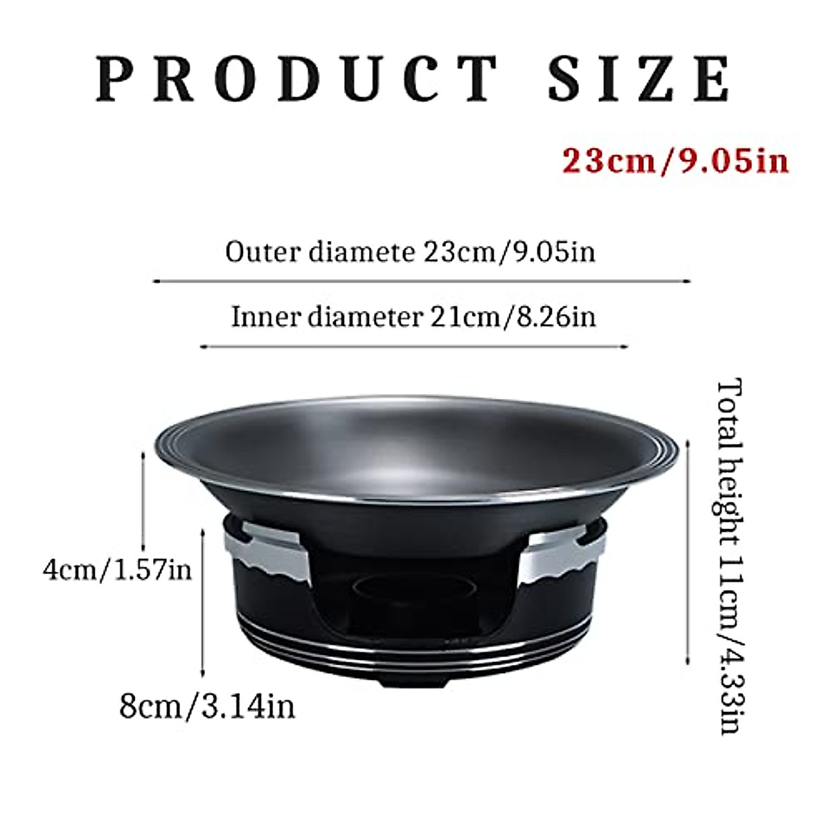 Chafing Dish Party Buffet Aluminum Alloy Non Stick Pan, Household Food Warmers Servers Tray with Fuel Holders, for Meat Vegetable Seafood Lobster Fish Head Bullfrog Pot,23cm