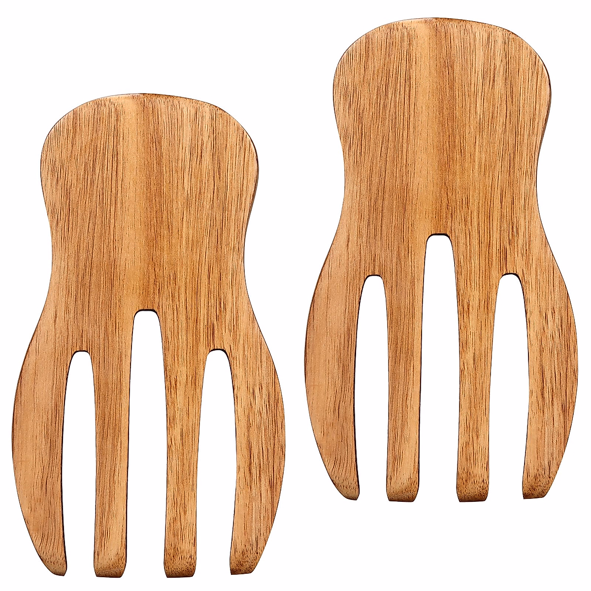 2 Pcs Acacia Wood Salad Server Wooden Salad Hands for Tossing Serving Pasta Salad Tongs Salad Tong Set Mixing Salad Servers