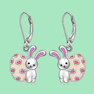 Easter Earrings Bunny Earrings for Women Sterling Silver Cute Rabbit Earrings Bunny Easter Egg Dangle Jewelry Charms Holiday Gifts