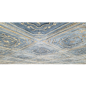 TD04 Smocked Gold Faux Tin Glue up, Drop in Ceiling Tile, Pack of 10 2'X2' Tiles. Covers 40 sq.ft. Easy to Install PVC Panels, Great for DIY Projects - Antique Vintage Look Ceiling, 3D Wall Paneling