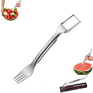2-in-1 Stainless Steel Fruit Cutter, 2024 New Watermelon Fork Slicer Cutter Slicer Tool, Dual Head Fruit Forks Slicer Knife(1PCS)