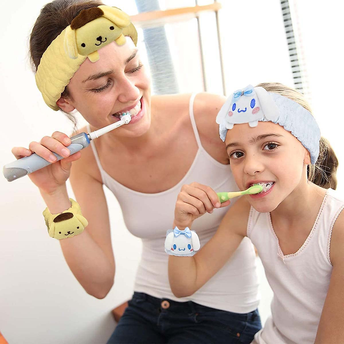 Kugiter Cute Spa Headband and Wristband Set for Face Washing, Kawaii Soft Skincare Headbands for Women Girls, Blue Makeup Headband for Washing Face, Bath, Shower, Beauty