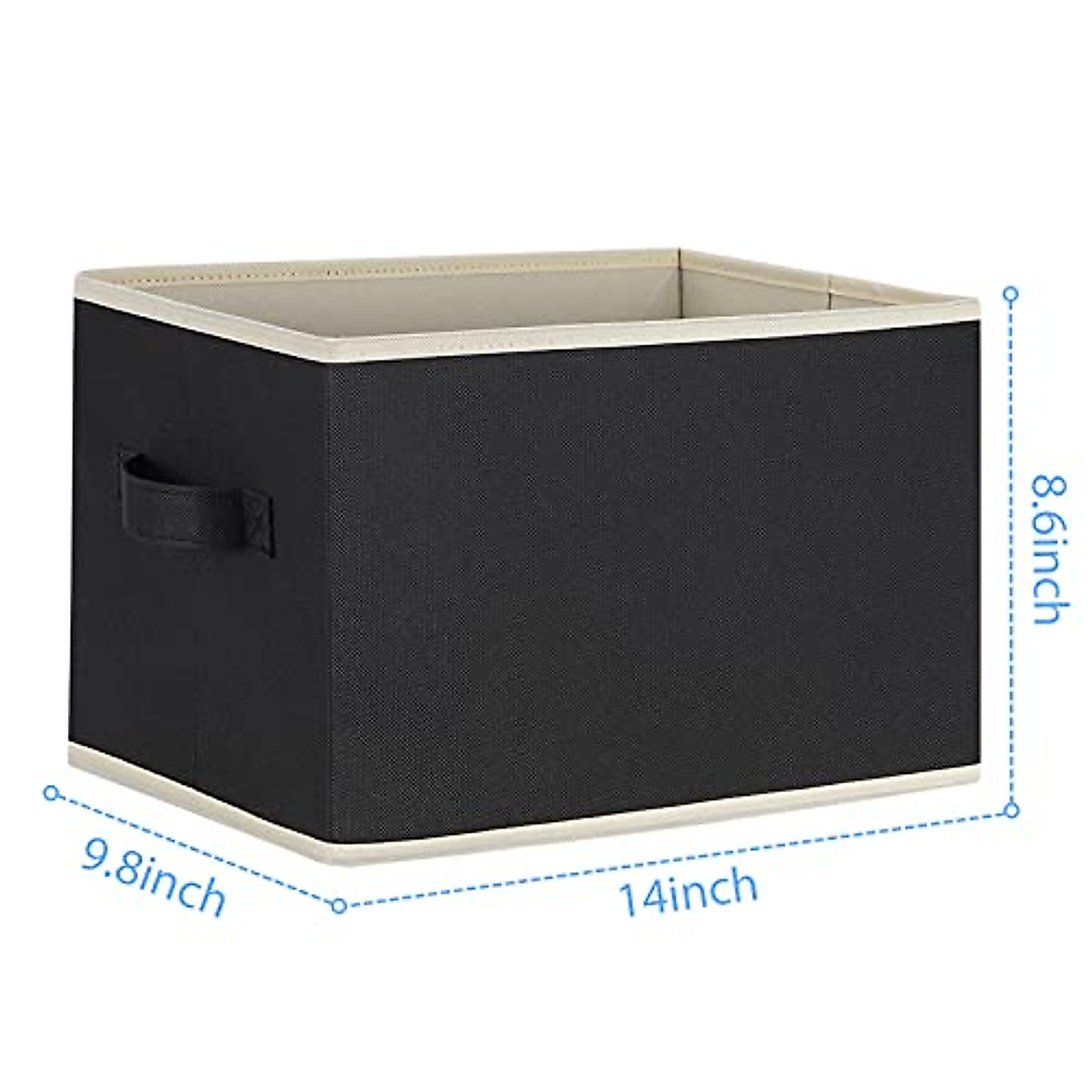 LHZK Storage Baskets for Shelves, Fabric Storage Baskets for Organizing, Foldable Closet Storage Bins, Storage Bins for Shelves with Handles, Cloth Storage Bins for Organizing, Large, Black, 4-Pack