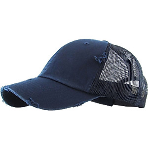 Funky Junque Distressed Trucker Dad Hat - Navy