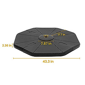 Crestlive Products 120 LBS 4Pcs Patio Offset Umbrella Base, Heavy Duty Plastic Cantilever Weights, Water & Sand Filled Octagon Umbrella Stand for Outdoor, Lawn, Garden (Black)