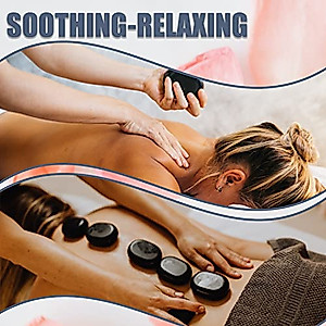 Hot Stones for Massage, 6 Pcs Basalt Massage Hot Stones, Massage Stones Tools for Home Spa, Massage kit for Women Men, for Muscle Relaxation in The Back, Shoulders, Neck, Legs, Other Joints
