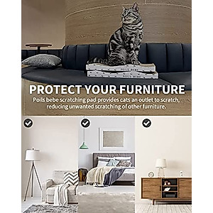 Poils bebe Cat Scratcher, Cardboard Reversible Cat Scratching Pad Large Wide Corrugated Modern Sofa Bed with Catnip (Pack of 4)