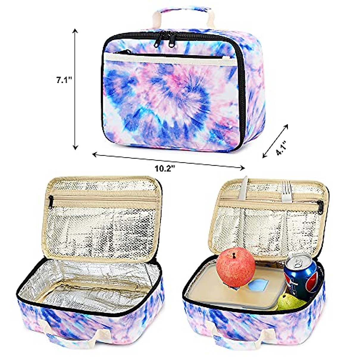 CAMTOP Backpack for Girls Kids School Backpack with Lunch Box Preschool Kindergarten BookBag Set (Tie-Dye blue purple)